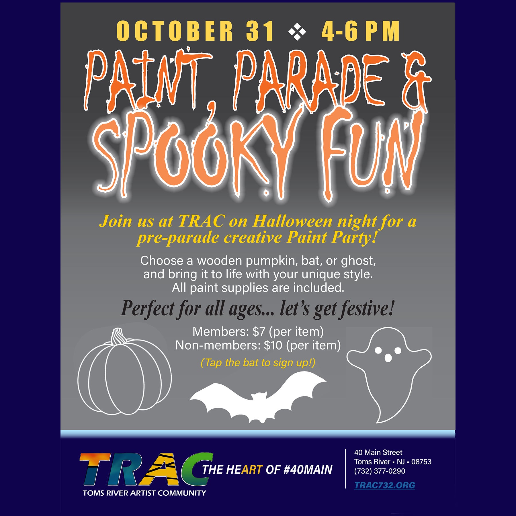 Paint, Parade, and Spooky Fun Paint Party | Toms River Artist Community